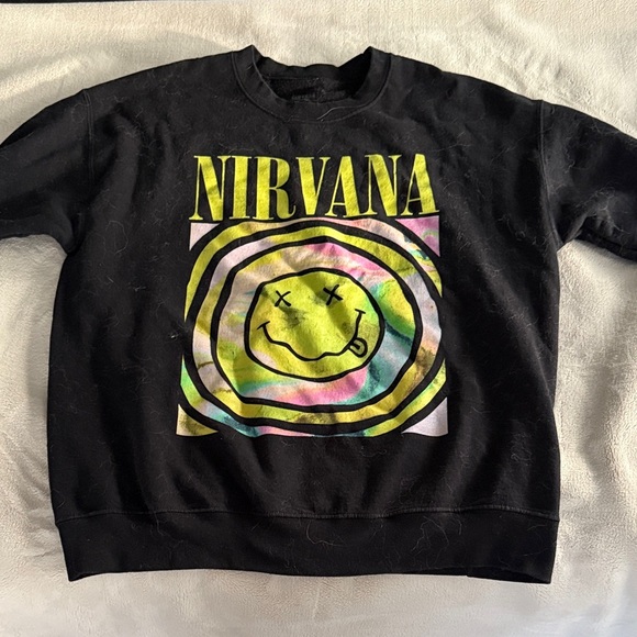NIRVANA | Sweaters | Nirvana Black Sweater With Multicolor Graphic ...